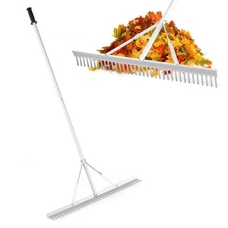 Costway Landscape Rake with 36" Head & 68" Handle Heavy-Duty Aluminum ...