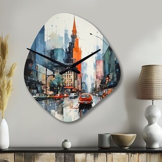 Blue Grey Mid Century Metropolis I - Abstract Midcentury Wall Clock ...