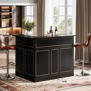 Black Wood L-Shaped Bar Cabinet, 4-Tier Corner Bar - Bed Bath & Beyond ...