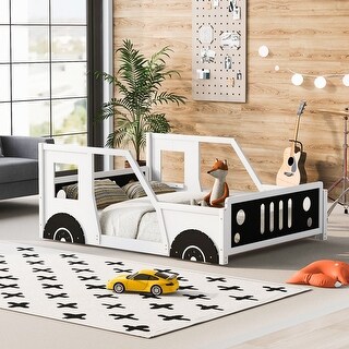 Classic Car-Shaped Platform Bed Car Bed with Headboard and Footboard ...