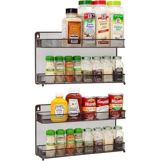 2 Tier Mesh Kitchen Counter-top or Wall Mount Spice Rack Storage - Bed ...