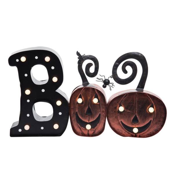 Metal Light Up Boo Sign Freestanding Halloween Decor Gift - Black - Bed ...