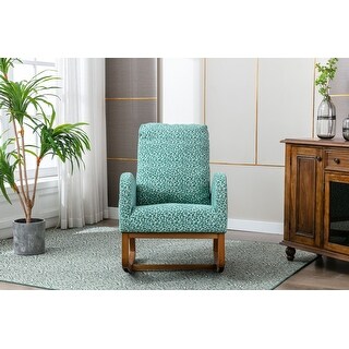 Living Room Comfortable Rocking Chair, with Teal Leopard Polyester ...