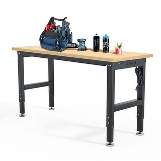 72'' Work Bench Adjustable with Certified Power Outlets Max 2000 LBS ...