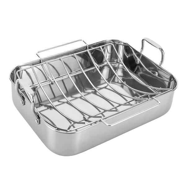 16.5 Inch Stainless Steel Rectangular Roasting Pan with Rack - Bed Bath ...