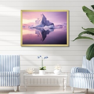 Designart "Purple Iceberg Icebound Serenity I" Landscapes Framed Canvas ...