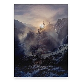 Qiye 'Jiuzhaigou China Mountain' Floating Brushed Aluminum Art - Bed ...