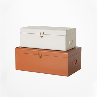 American Atelier Daven Decorative Metal Box Trunks Set of 2 - M: 20” x ...