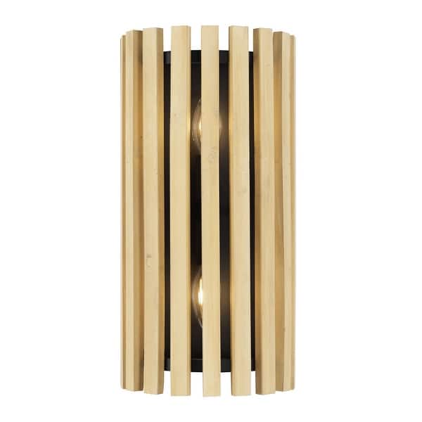 Suratto 2-Light Flush Up-Cycled Wood Slat Wall Sconce - N/A - Bed Bath & Beyond - 38088097