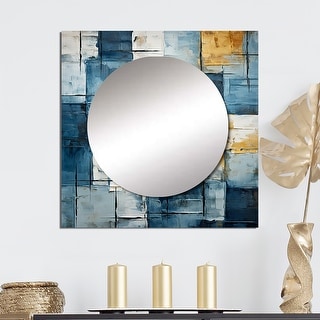 Designart "Cerulean Cubism Shapes" Abstract Shapes Wall Mirror ...