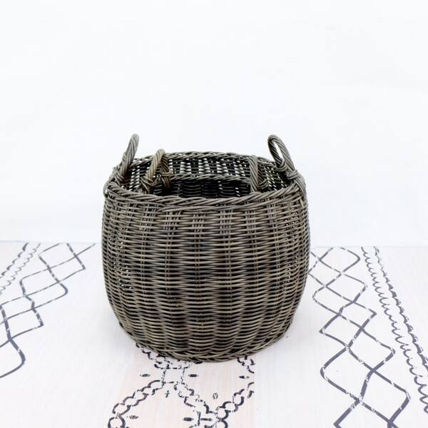 2-Pack Stackable Hand Woven Wicker Storage and Laundry Basket with ...