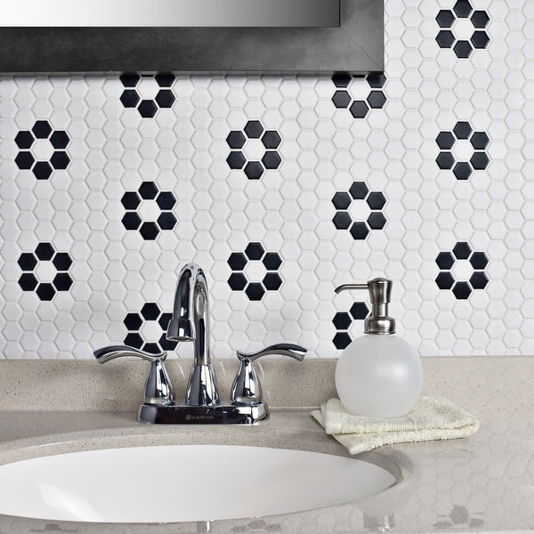 white hex tiles
