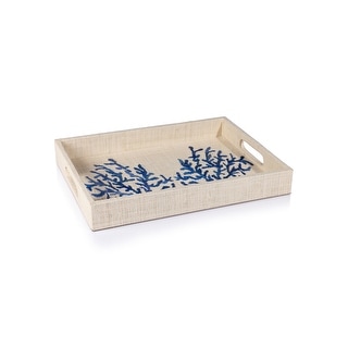 Coral Lagoon Natural Fiber Raffia Serving Tray - Bed Bath & Beyond ...