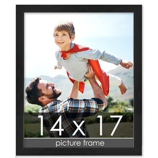 14x17 Lacquer Black Complete Wood Picture Frame with UV Acrylic, Foam ...
