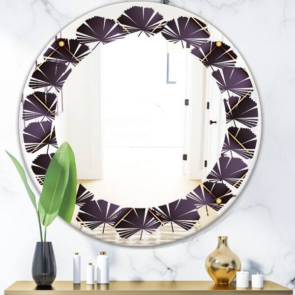 Designart 'Quilted pattern' Printed Modern Round or Oval Wall Mirror ...