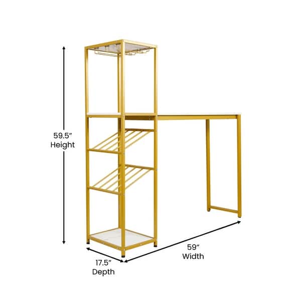 Metal Frame Bar Table with Bottle and Stemware Storage - Bed Bath ...
