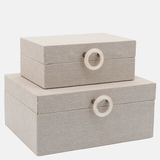 Rectangular Storage Boxes - 9" - Beige and Cream - Set of 2 - Bed Bath ...