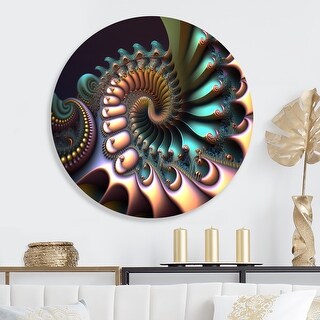 Designart 'Pastel Fractal Spiral Universe III' Modern Metal Round Wall ...