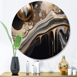 Designart "Back And Gold Mesmerizing Marble" Abstract Marble Metal ...