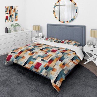Designart "Urban Mosaic" Modern Bed Cover Set With 2 Shams - Bed Bath ...
