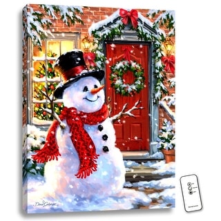 White Red Snowman LED Backlit Christmas Art w Remote Control 24" x 18 ...