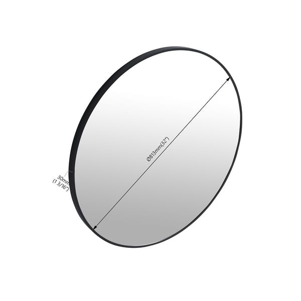 32 Inch Round Wall Mirror Black Metal Frame Wall Mounted Circle Mirror ...