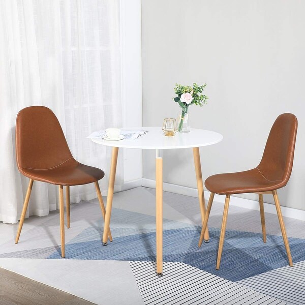 GreenForest Dining Table White Modern Round Table with Wood Legs for Kitchen Living Room Leisure Coffee Table Bed Bath Beyond 37505972
