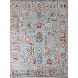 Light Blue Oushak Area Rug Handmade Living Room Wool Carpet - 8'1"x 10 ...