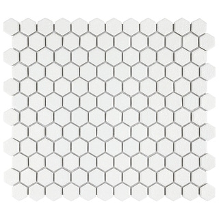Merola Tile Hudson 1" Hex Crystalline White 11-7/8" x 13-1/4" Porcelain ...