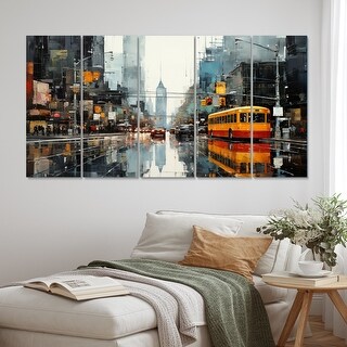 Designart "Cityscape Collage IV" Abstract Collages Multipanel Canvas ...