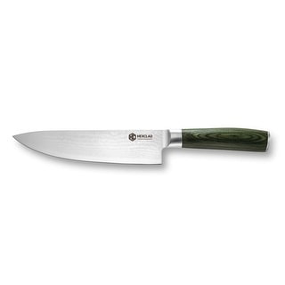 8-Inch Japanses Damascus Stainless Steel Blade, Full Tang Construction ...