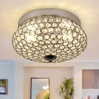 Crown Shape Crystal Chandelier Flush Mount Ceiling Light Fixture 2 ...