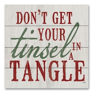 White Red Tinsel in a Tangle Christmas Square Wall Art Decor 12" x 12 ...