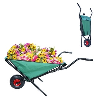 Garden Unicycle Oxford Cloth Shopping Cart Collapsible Wheelbarrow Yard ...