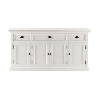 NovaSolo Halifax Coastal White Buffet Console Table | Solid Mahogany ...