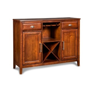 Transitional 2 Cabinet Wooden Server with Stemware and Wine Rack, Brown ...