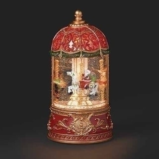 9" Red and White LED Swirl Musical Carousel Christmas Tabletop Decor ...