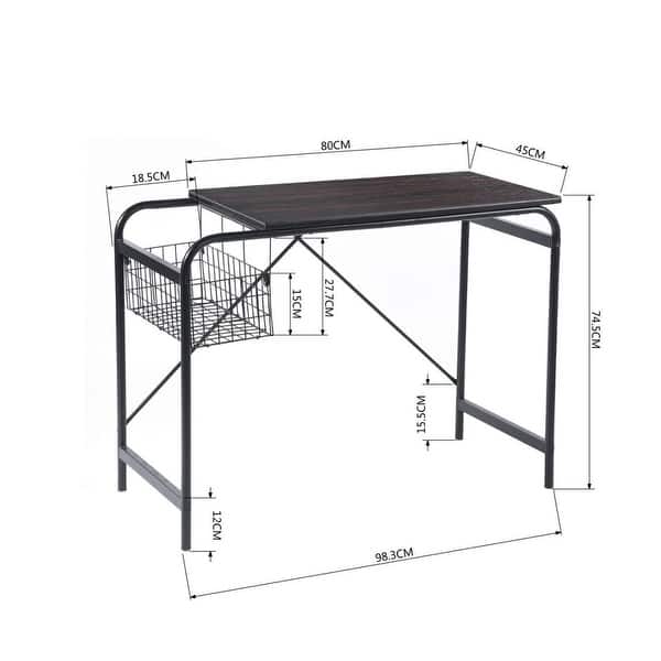 Walnut and Black Computer Desk With Wire Storage Basket - Bed Bath ...