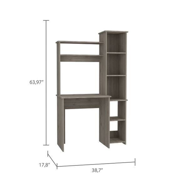 Business Office Desk with Two Superior Shelves and Five Cubbies and ...