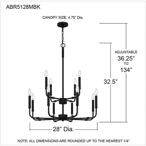 Abner 12-Light Matte Black Chandelier - Bed Bath & Beyond - 38242970