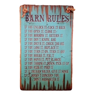 Cowboy Signs Wood Wall Hanging Ranch Western Barn Rules Turquoise 8205 ...
