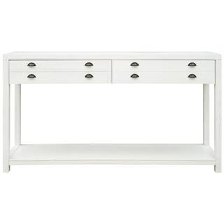 Emilia Retro Style Console Table with Drawers in White - 57.90" x 14" x ...