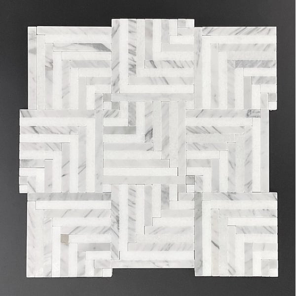Groutless Square Basketweave Marble Mosaic Tiles - Bed Bath & Beyond ...