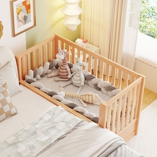 Convertible Crib w/ Drawer & 3 Height Options, Toddler Bed Daybed Crib ...