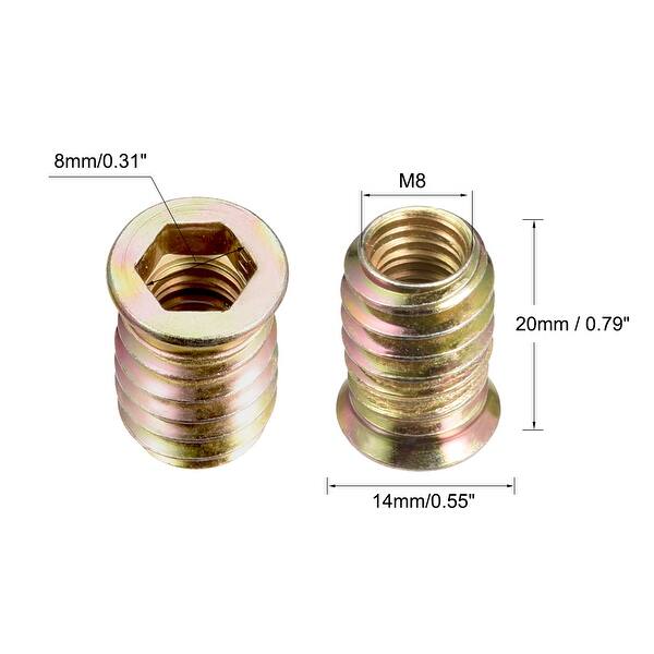 Wood Furniture M8x20mm Threaded Insert Nut Interface Hex Socket 30pcs ...