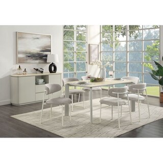 Modern Ceramic Top Dining Table with Light Gray Finish and Metal Legs ...