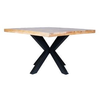 48" Square Dining Table, Solid Mango Wood with Sturdy Metal Spider Leg ...