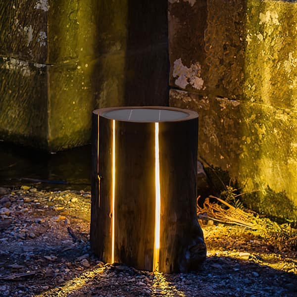 Outdoor Solar Illuminated Stump Pathway Light Garden Statue - Bed Bath ...