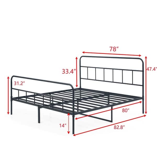 Minimalist Metal Bed Frame Iron Slat Support Metal Platform Bed Frame ...