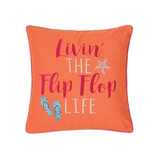 Flip Flop Life 18" x 18" Embroidered Throw Pillow - Bed Bath & Beyond ...
